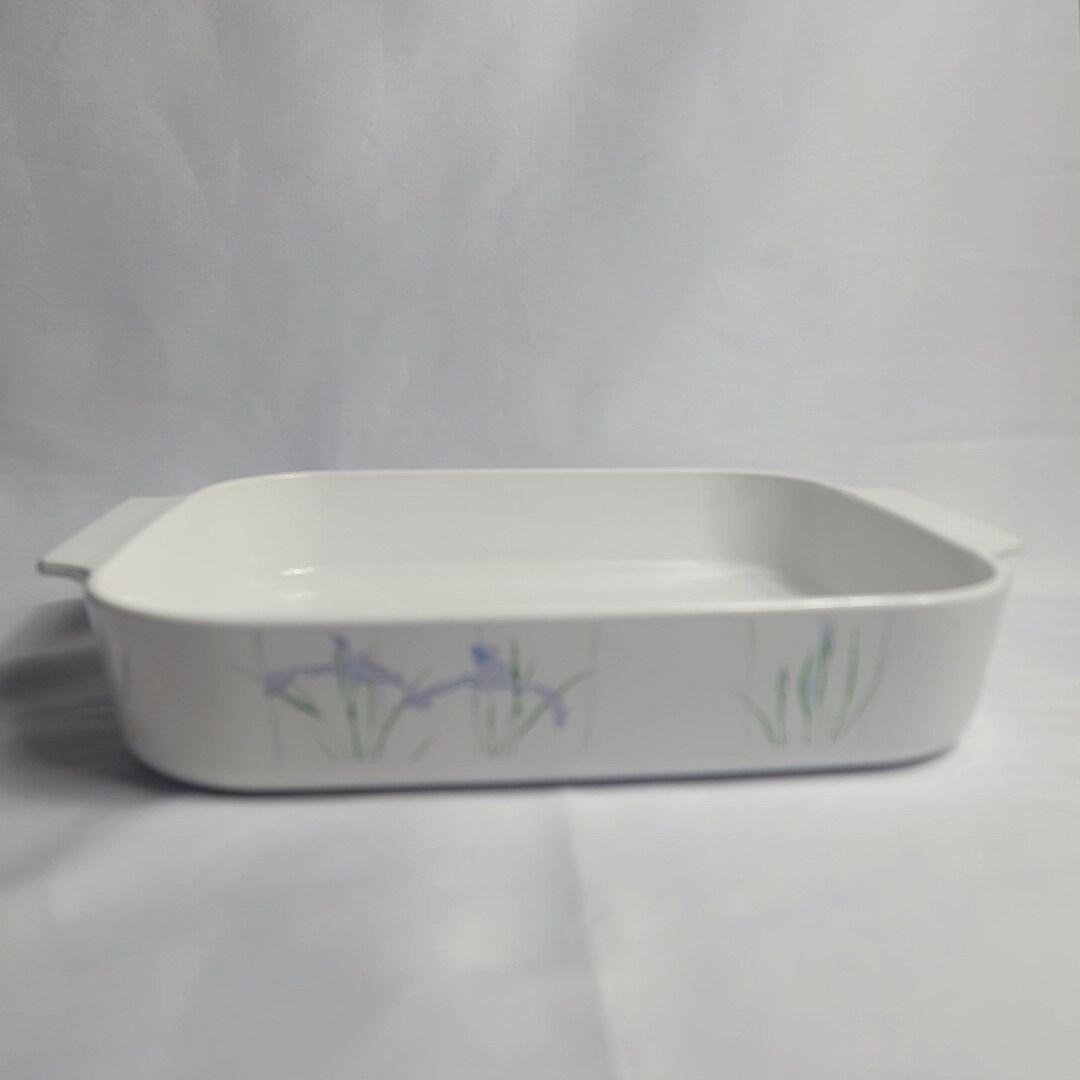 Corelle Shadow Iris Rectangle Roaster 12 Inch Purple Flowers and Green ...