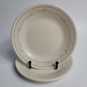 TWO Corning Corelle Rose Dinner Plates Beige Rose Flowers Gray Leaves ...