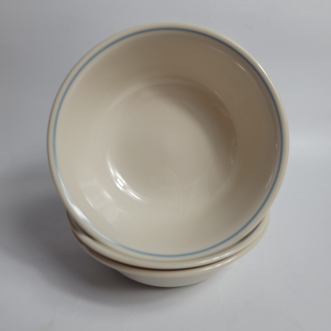 THREE Corning Corelle Blue Lilly Cereal Bowls Ivory With Blue Line ...