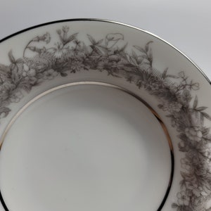 FOUR Sango China Florentine Fruit Bowls White With Gray Flowers on Rim ...