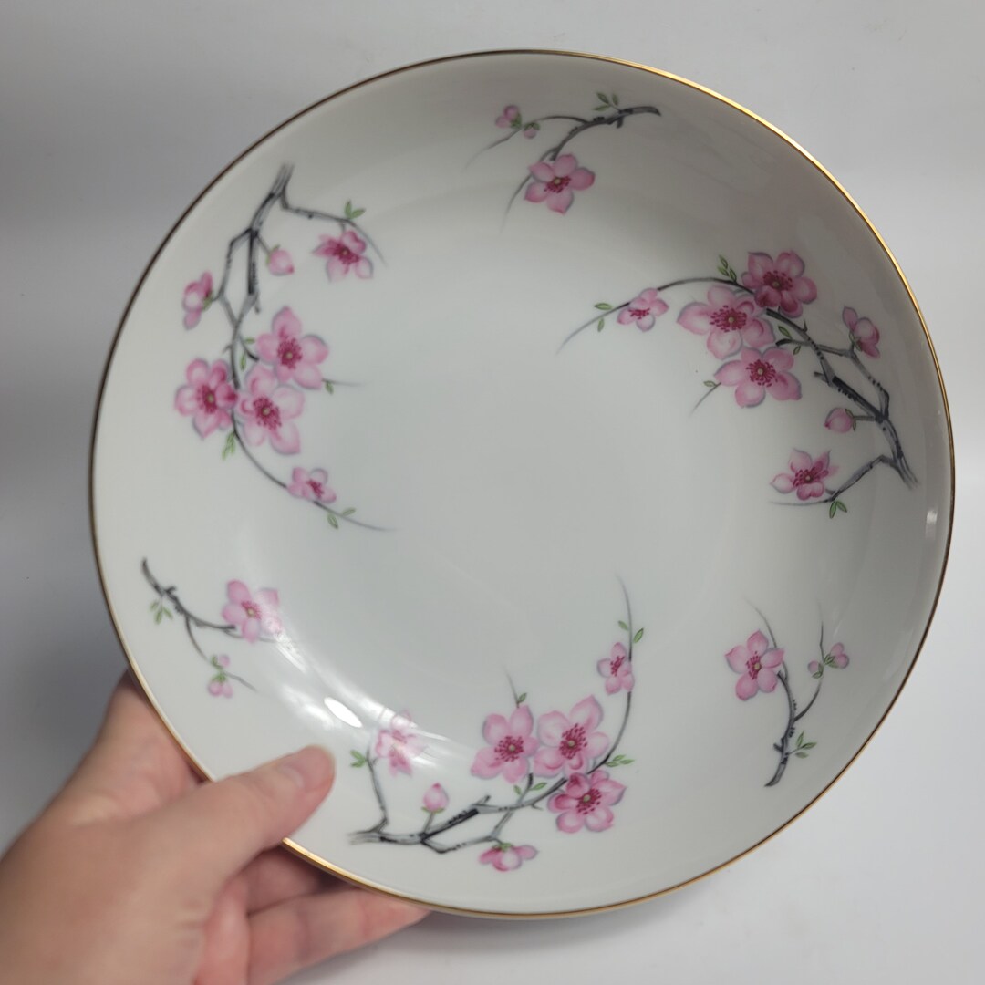 Diamond China Cherry Blossom Round Serving Bowl 9 Inch White With Pink ...