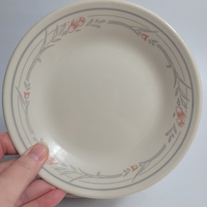 TWO Corning Corelle Rose Dinner Plates Beige Rose Flowers Gray Leaves ...