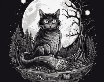 Spooky Kitten Halloween Digital Art Print - Etsy