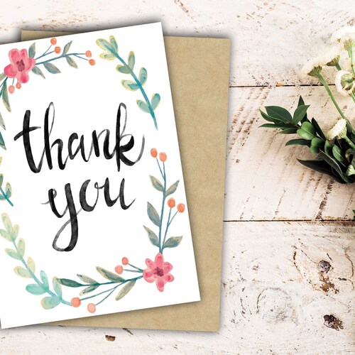 Paper & Party Supplies Paper Digital Printable Thank You Card Thank You ...