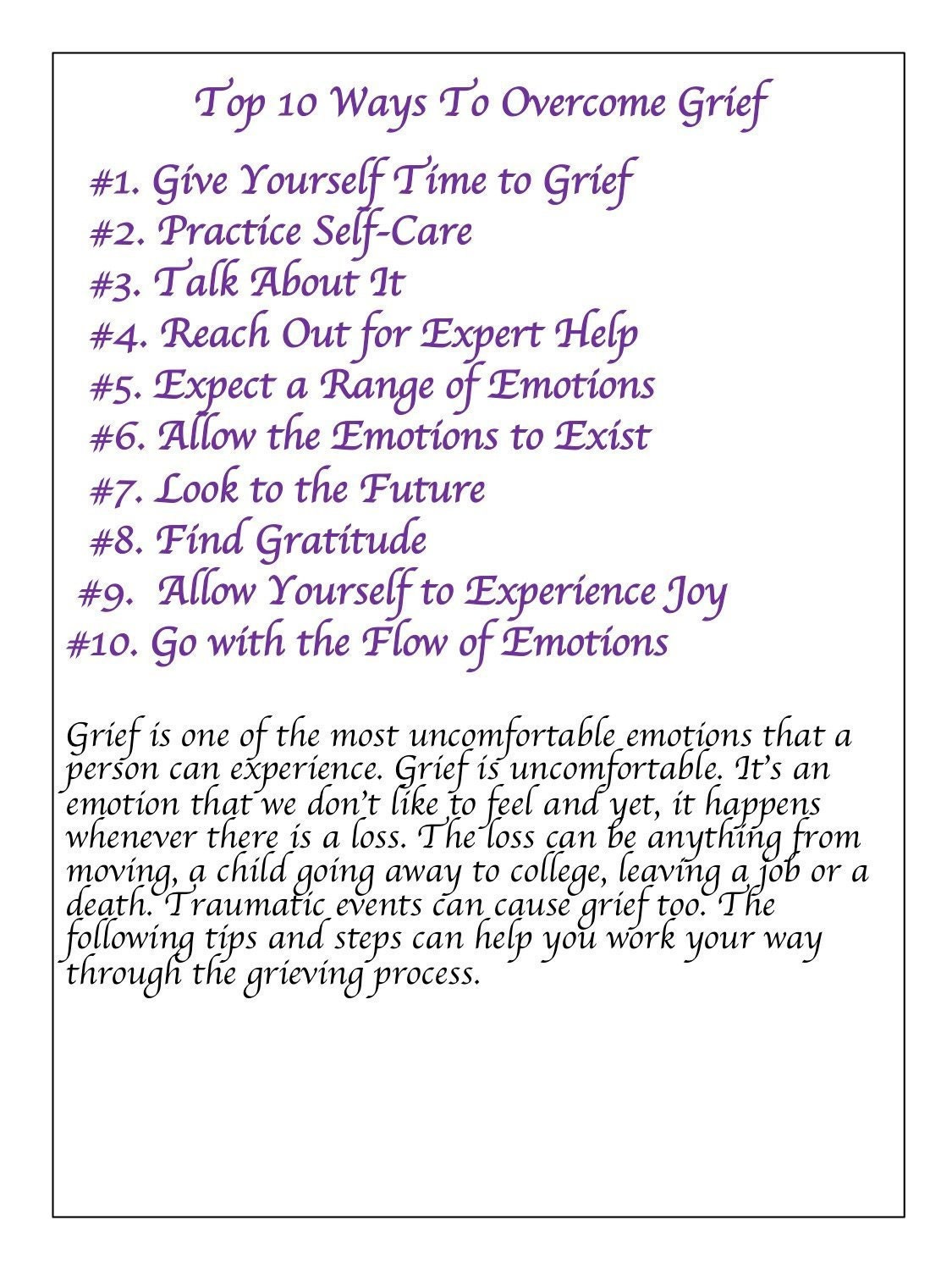 Top 10 Ways to Overcome Grief Ebook, Personal Growth, PRINTABLE Ebook ...