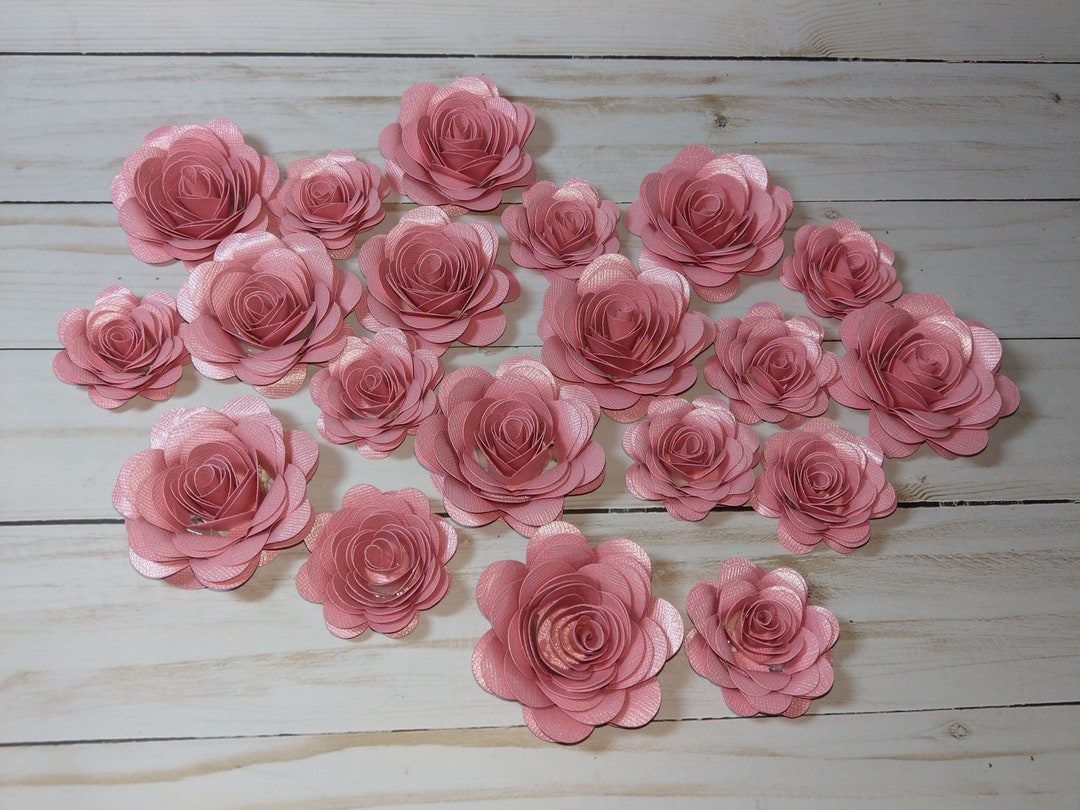 Shimmery Pink Rolled Small Paper Flowers for Centerpiece / - Etsy