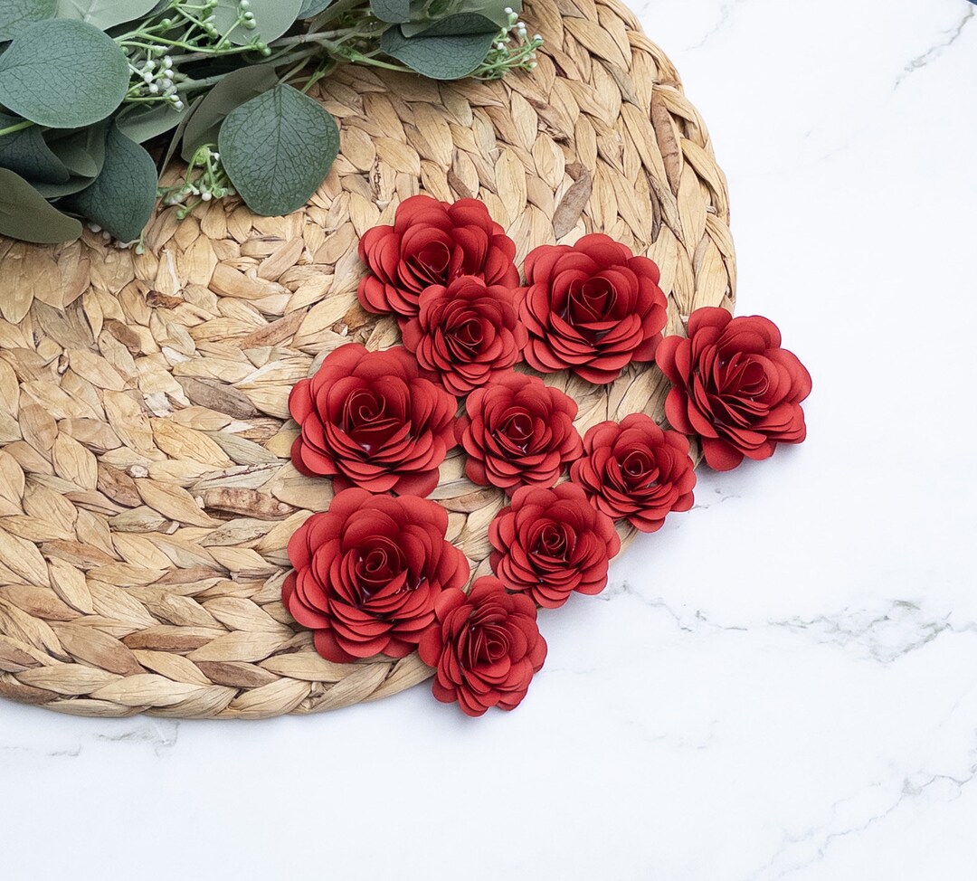 Red Rolled Small Paper Flowers for Centerpieces - Party Decorations ...
