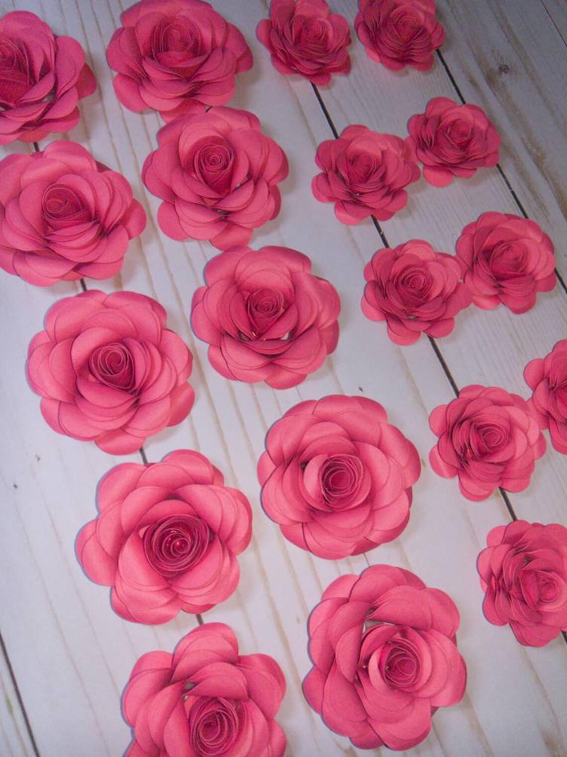 Hot Pink/pink Rolled Small Paper Flowers Centerpieces Party | Etsy