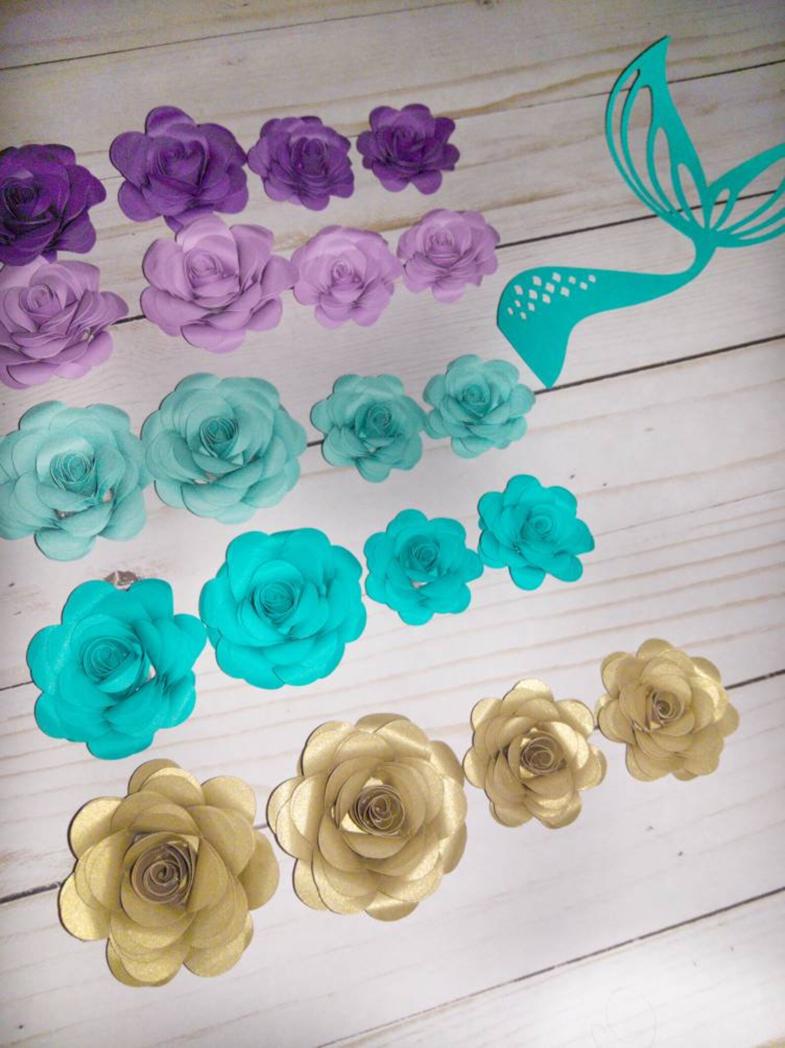 Rolled Small Paper Flowers / Mermaid / Under the Sea / Centerpieces ...