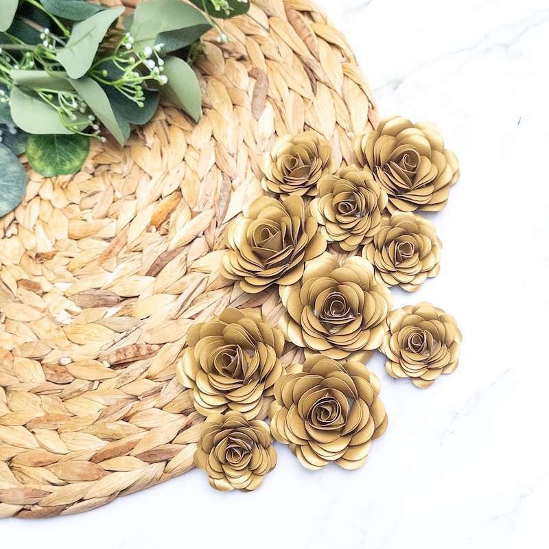 Gold Paper Flowers - Etsy