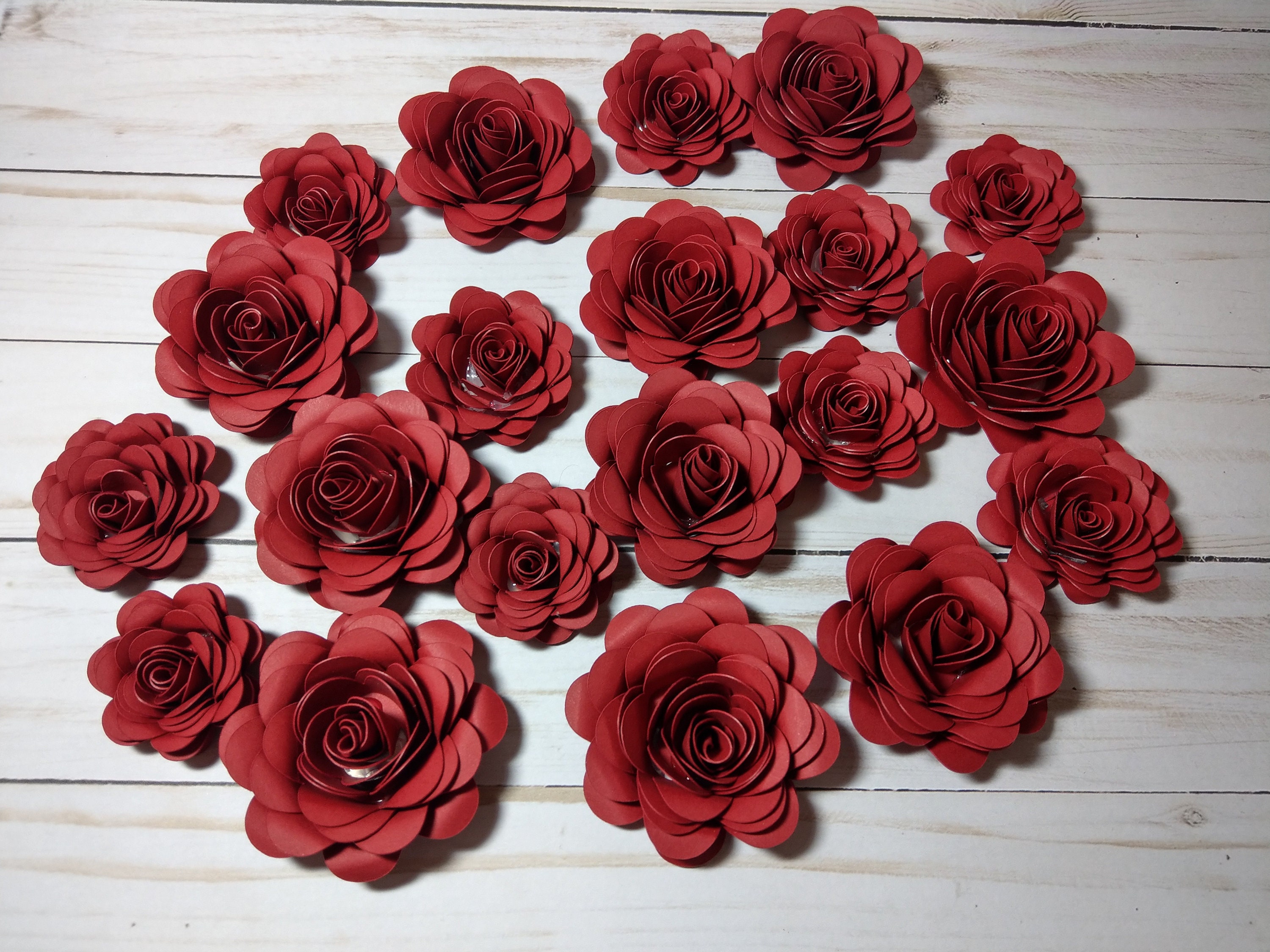 Red Rolled Small Paper Flowers for Centerpieces Party - Etsy