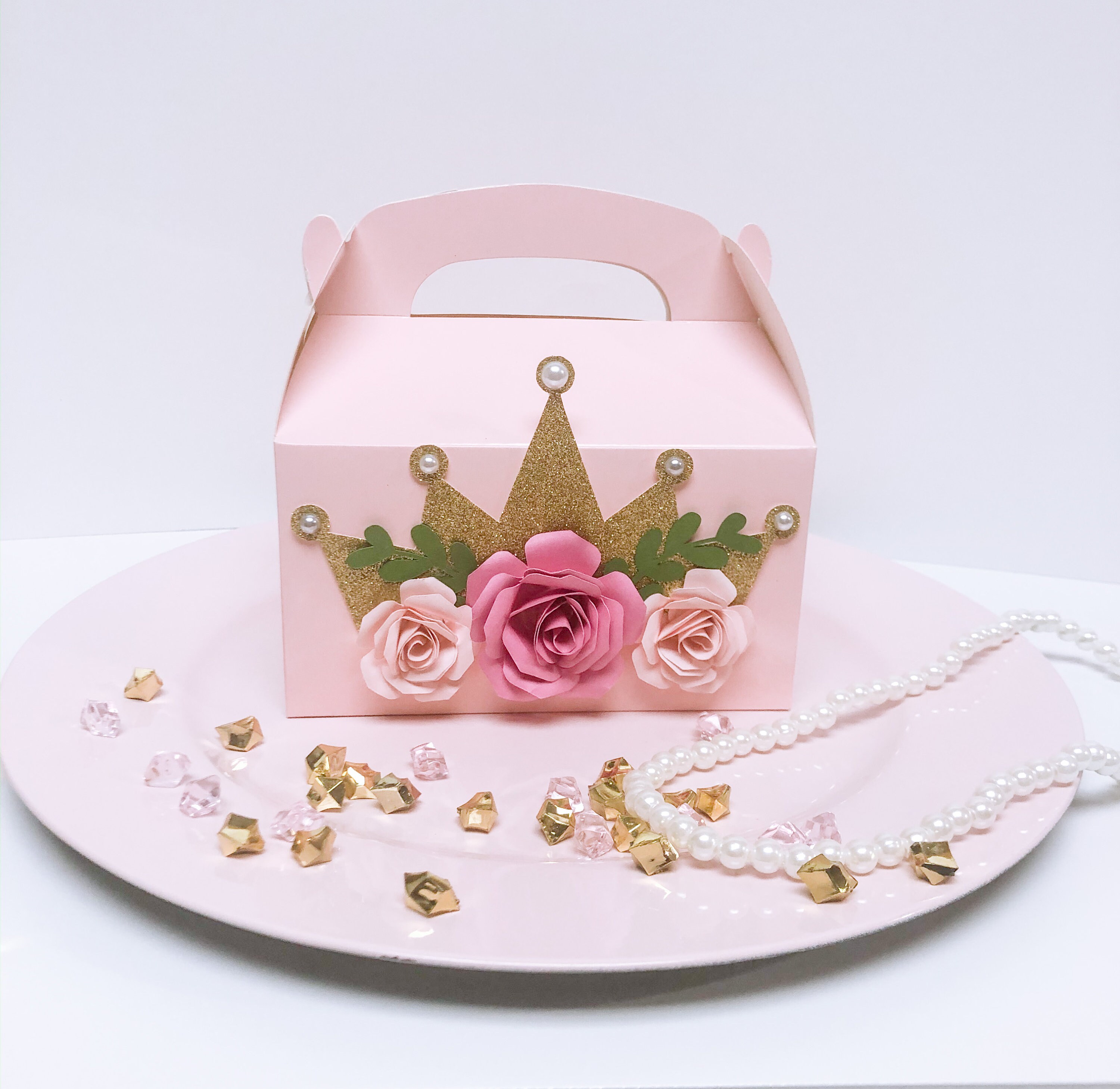 Princess Party Favor Boxes Pink and Gold First Birthday - Etsy