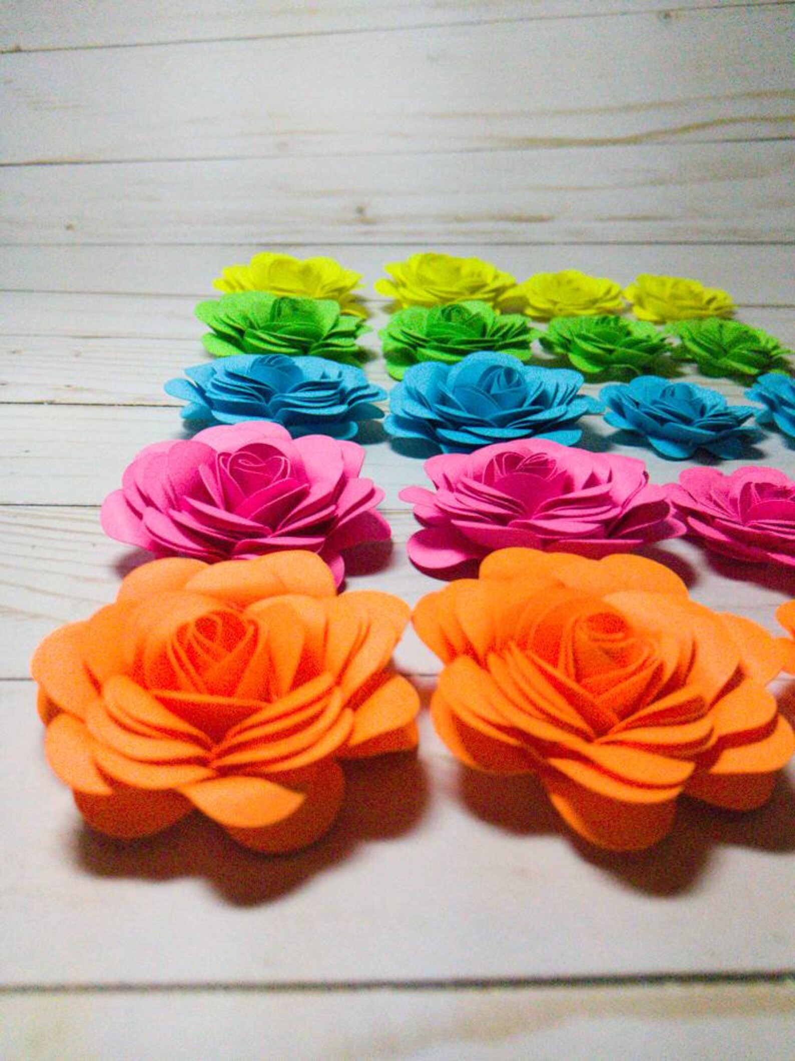 Neon Colors Small Paper Flowers Rosettes Paper Roses - Etsy