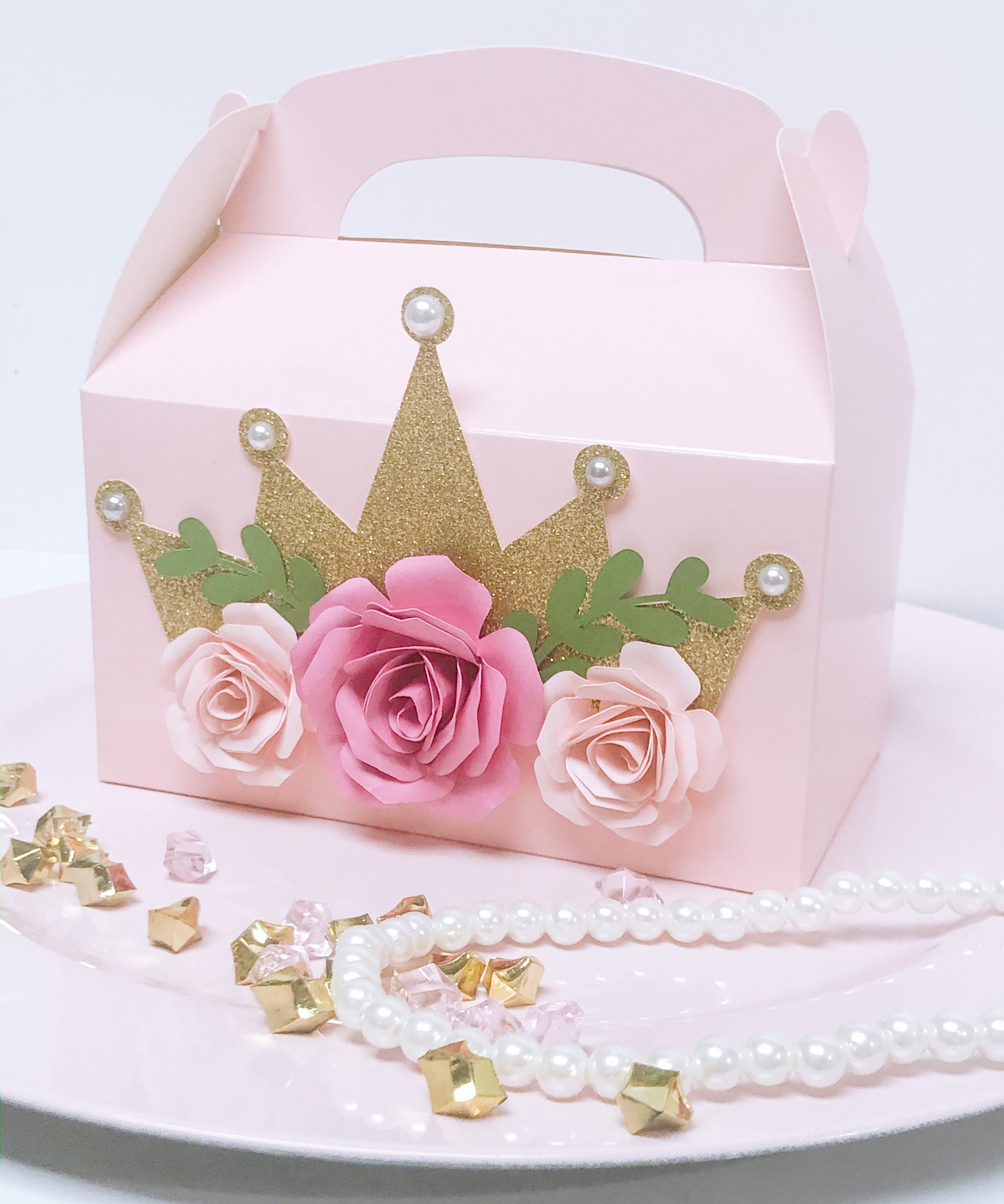 Princess Party Favor Boxes Pink and Gold First Birthday - Etsy