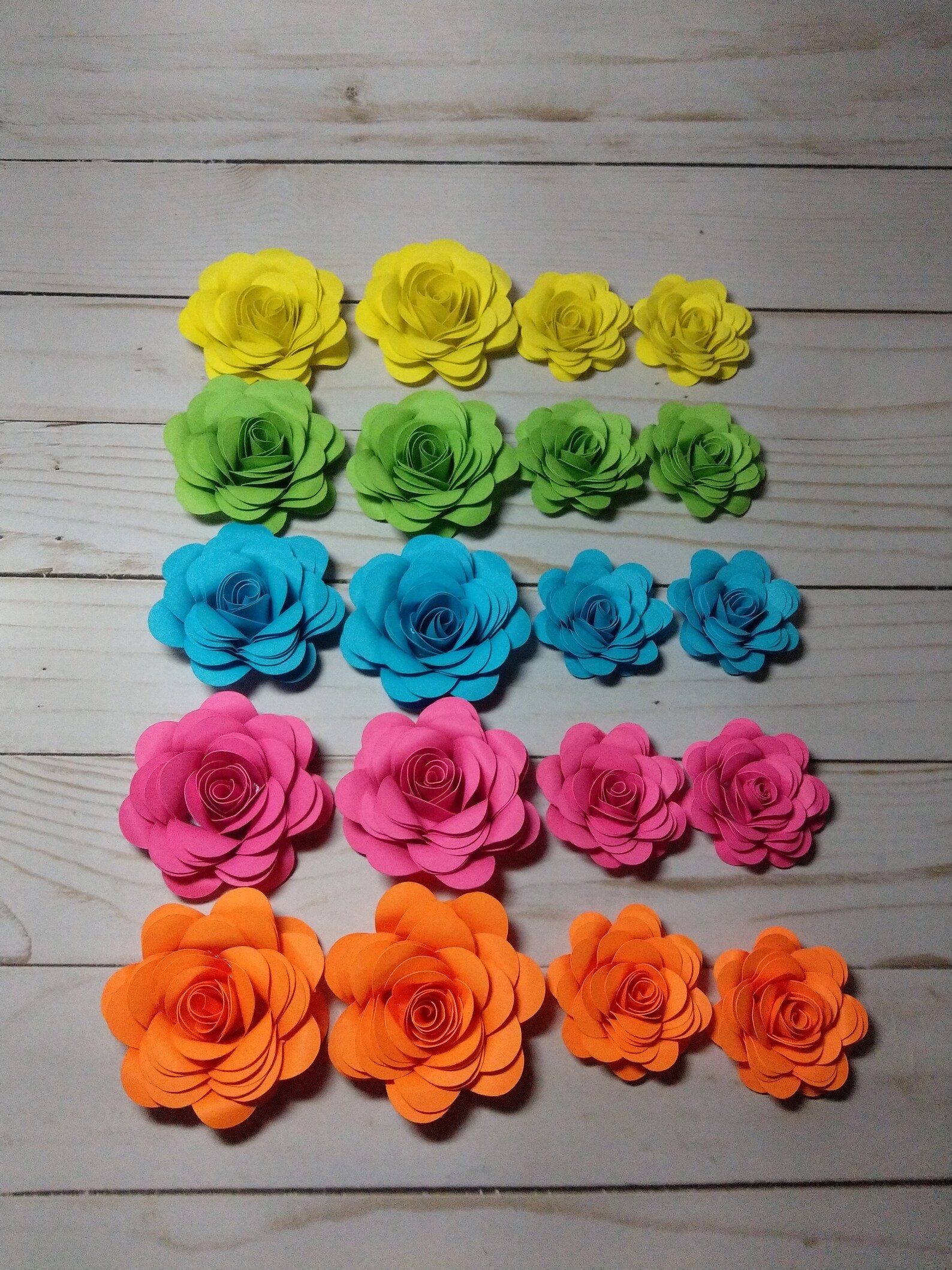 Neon Colors Small Paper Flowers Rosettes Paper Roses - Etsy
