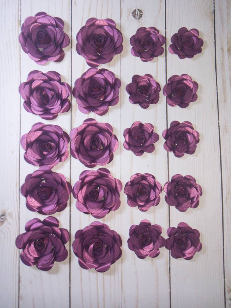 Rolled Small Paper Flowers / Metallic Plum/ Purple / - Etsy