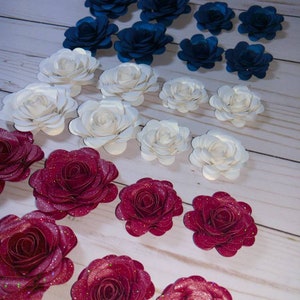 Red White Blue Small Paper Flowers Rosettes Paper Roses | Etsy