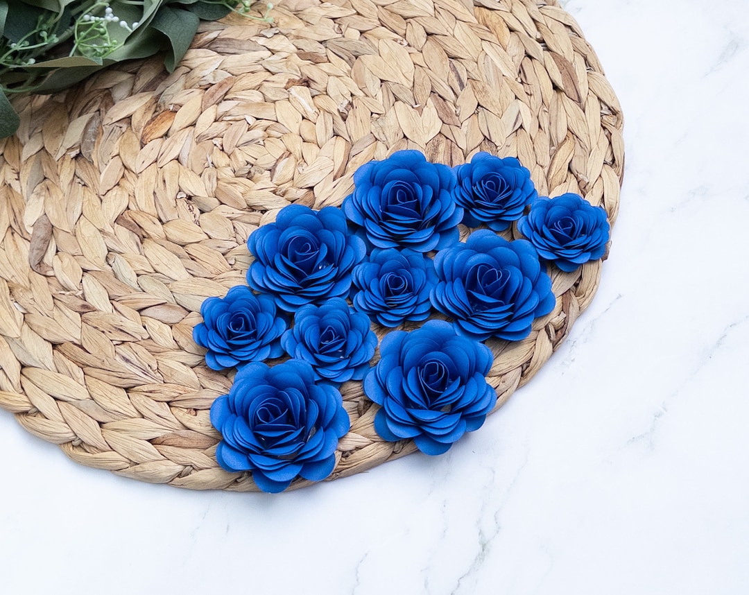 Royal Blue Small Paper Flowers, Rosettes, Paper Roses, Wedding Flowers ...