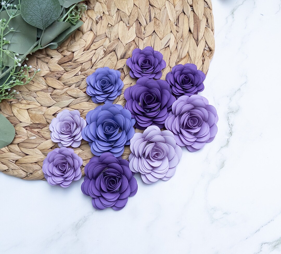 Rolled Small Paper Flowers / Purple Ombre / Centerpieces / Party ...