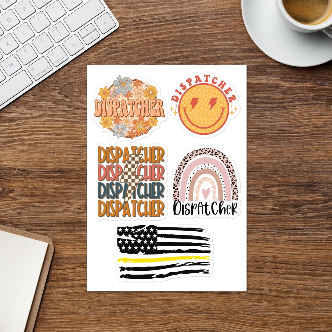 911 Dispatcher Sticker Sheet 5 Stickers Thin Gold Line Flag, Dispatcher ...