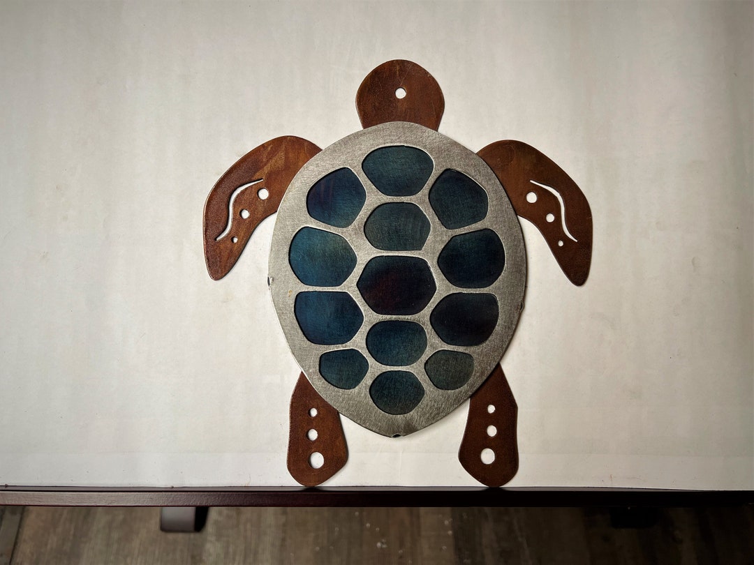 Steel Turtle Wall Art, Metal Wall Decor, Layered Wall Art, Modern Wall ...