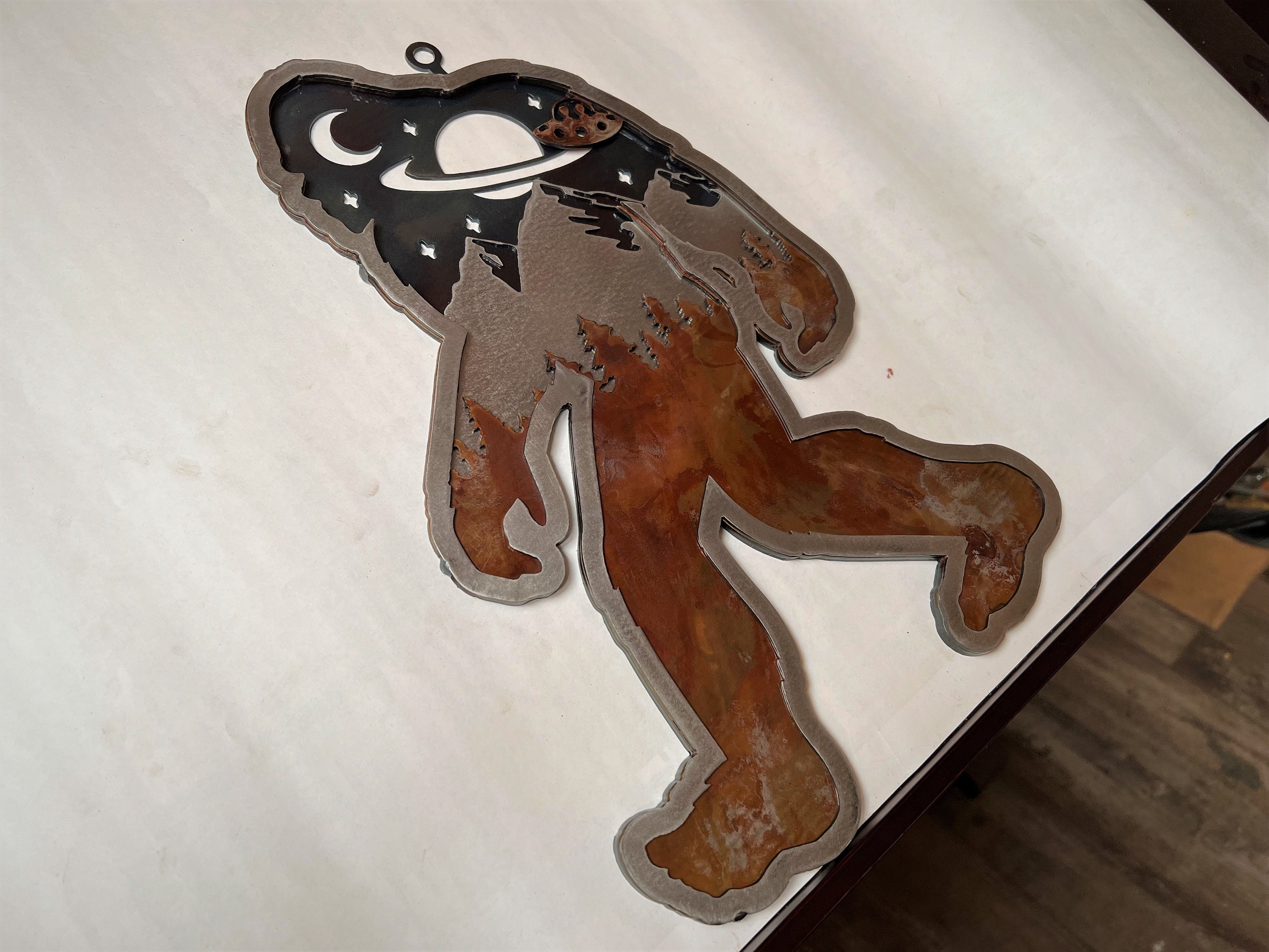 Steel Bigfoot Wall Art, Metal Wall Decor, Layered Wall Art, Modern Wall ...