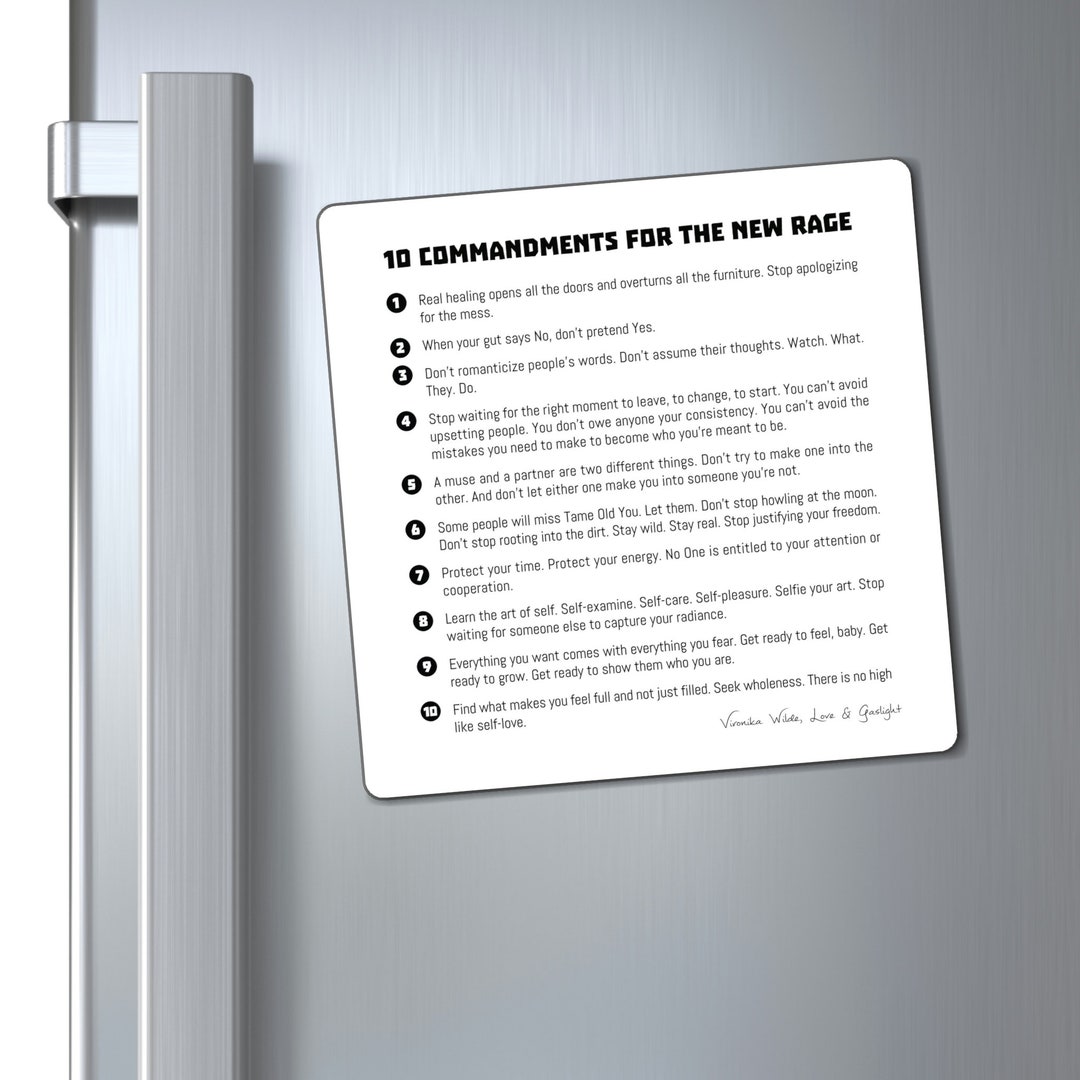 10 Commandments for the New Rage - Poetry Fridge Magnet - Vironika ...