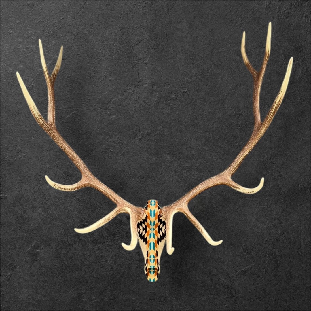 Replica Elk Skull & Antlers Made With Pendleton Rancho Arroyo Black ...