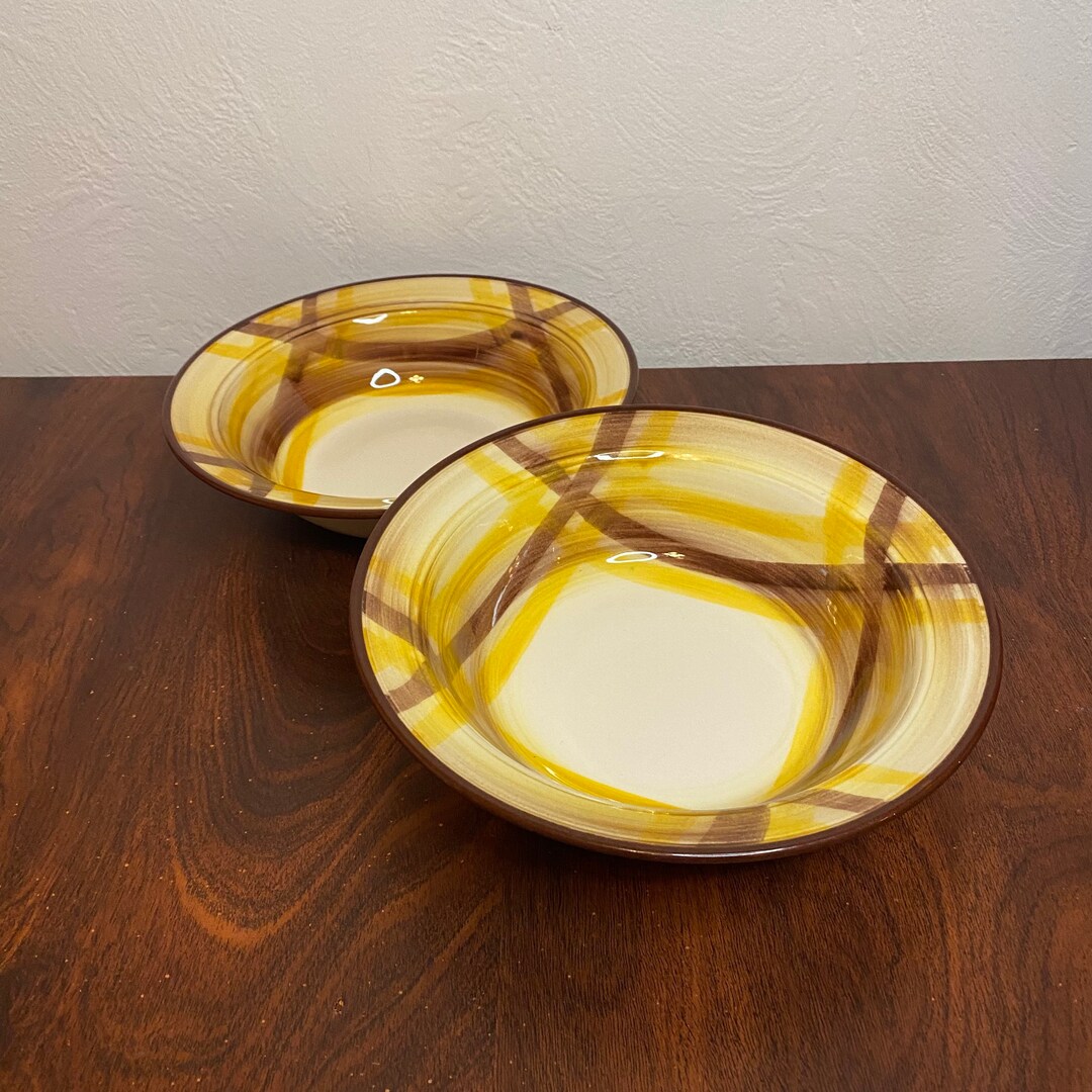 Vintage 1940’s Vernonware Organdie Plaid 9” Serving Bowl - Etsy