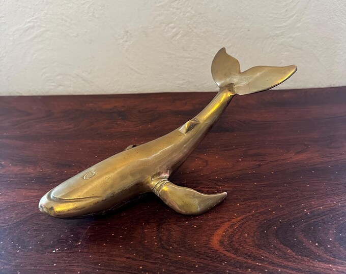 Vintage Solid Brass Whale Statue 9.5” Long Nautical Decor - Etsy