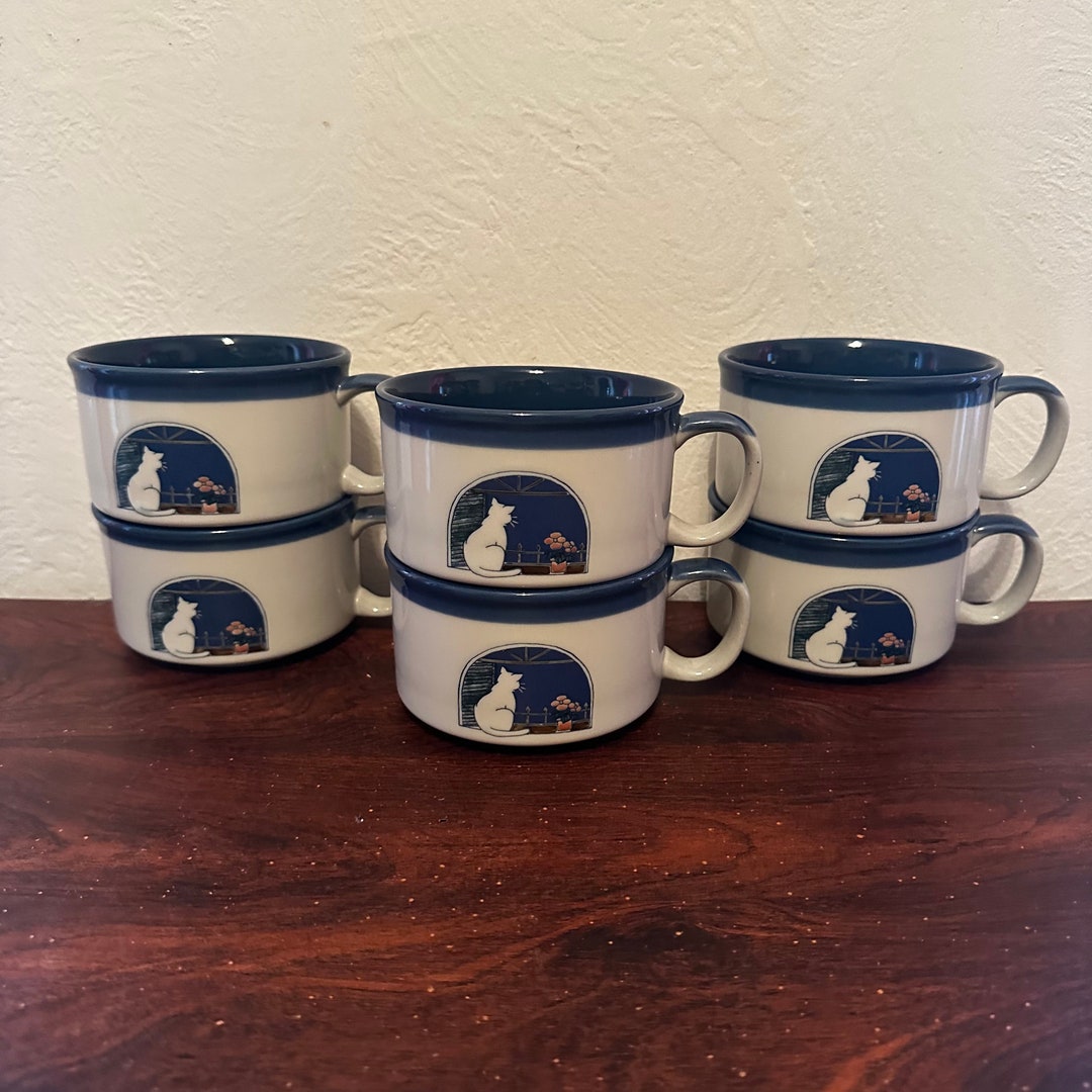 Vintage Set of 6 Otagiri Japan “cat in the Window” Soup Mugs - Etsy