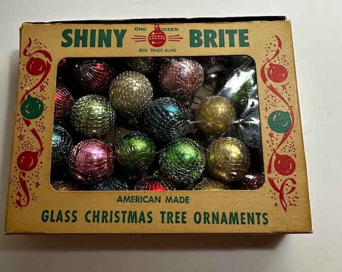 Vintage Shiny Brite Miniature Mesh Wrapped 1” Feather Tree Christmas ...