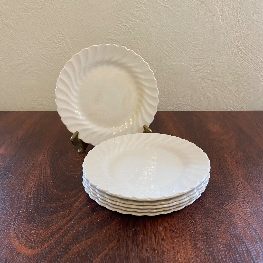 Vintage 1960’s Set of 6 Johnson Bros. Snowhite Regency Ironstone Swirl ...