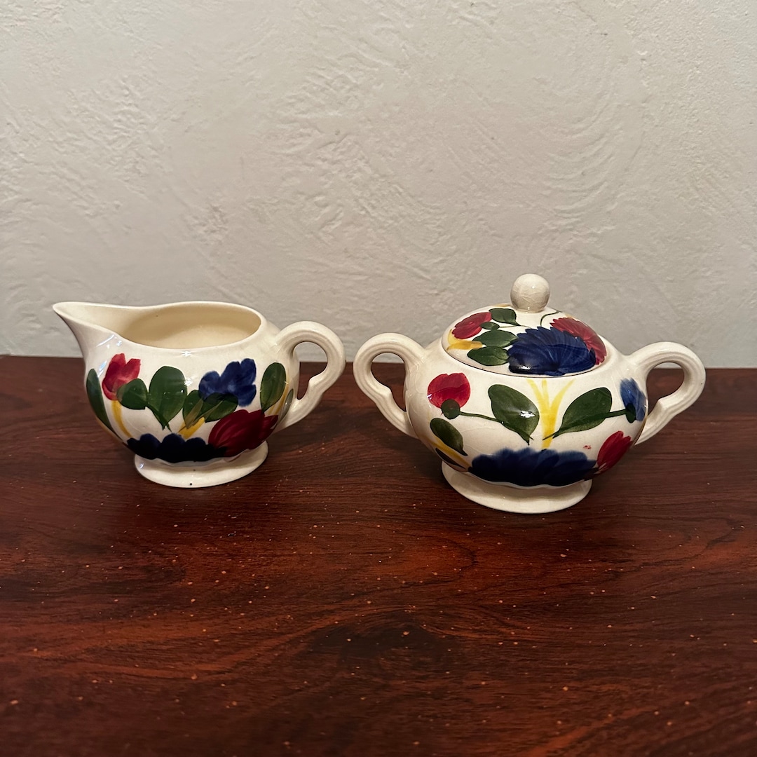 Vintage 1940’s Blue Ridge Pottery Chrysanthemum Sugar and Creamer - Etsy