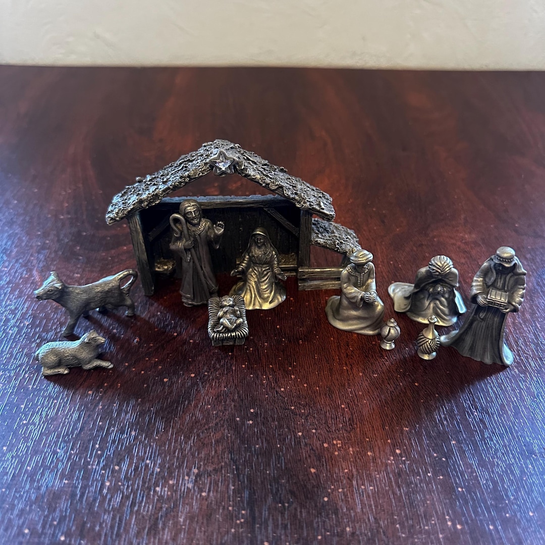 Vintage Fort Pewter Miniature Nativity Scene 11 Piece Set - Etsy