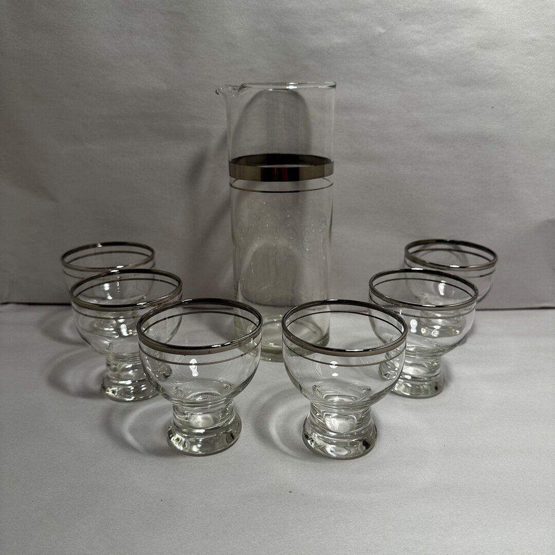 Vintage MCM Javit Crystal Set of 6 2 Ounce Glasses Young Love Martini ...