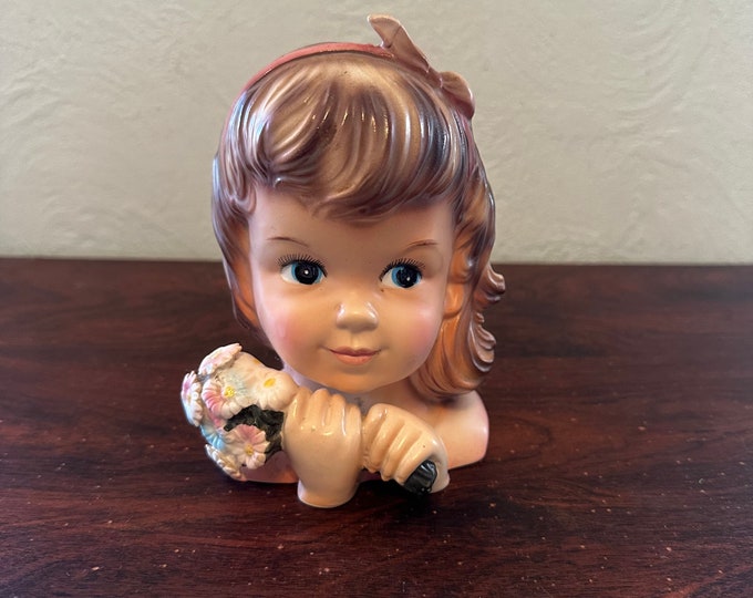 Vintage 1950’s-1960’s Enesco Delsey Tissue Girl Holding Flowers Head ...