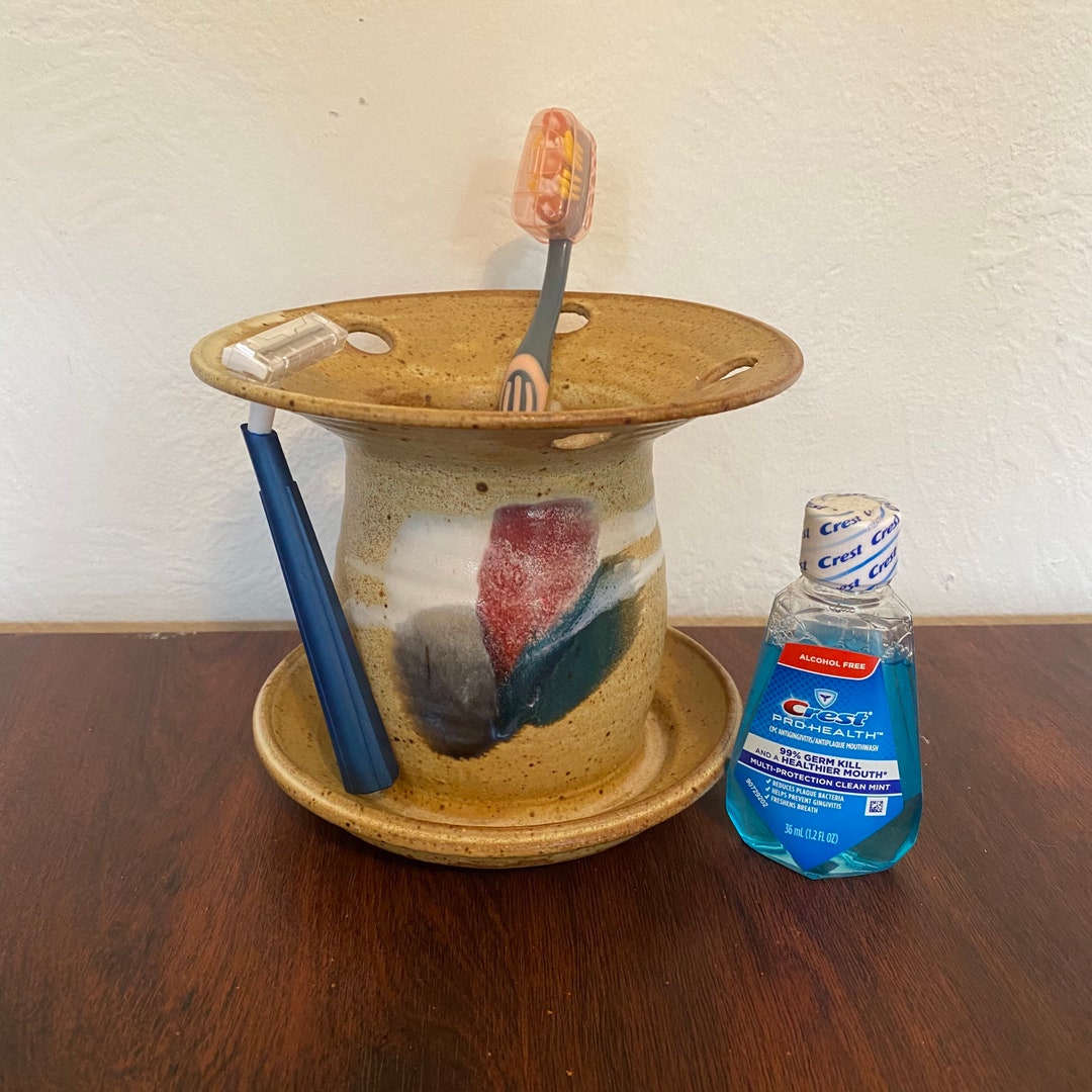 Vintage Stamped Gandee Pottery 4.75 Toothbrush Holder/ Made by R. Gene ...