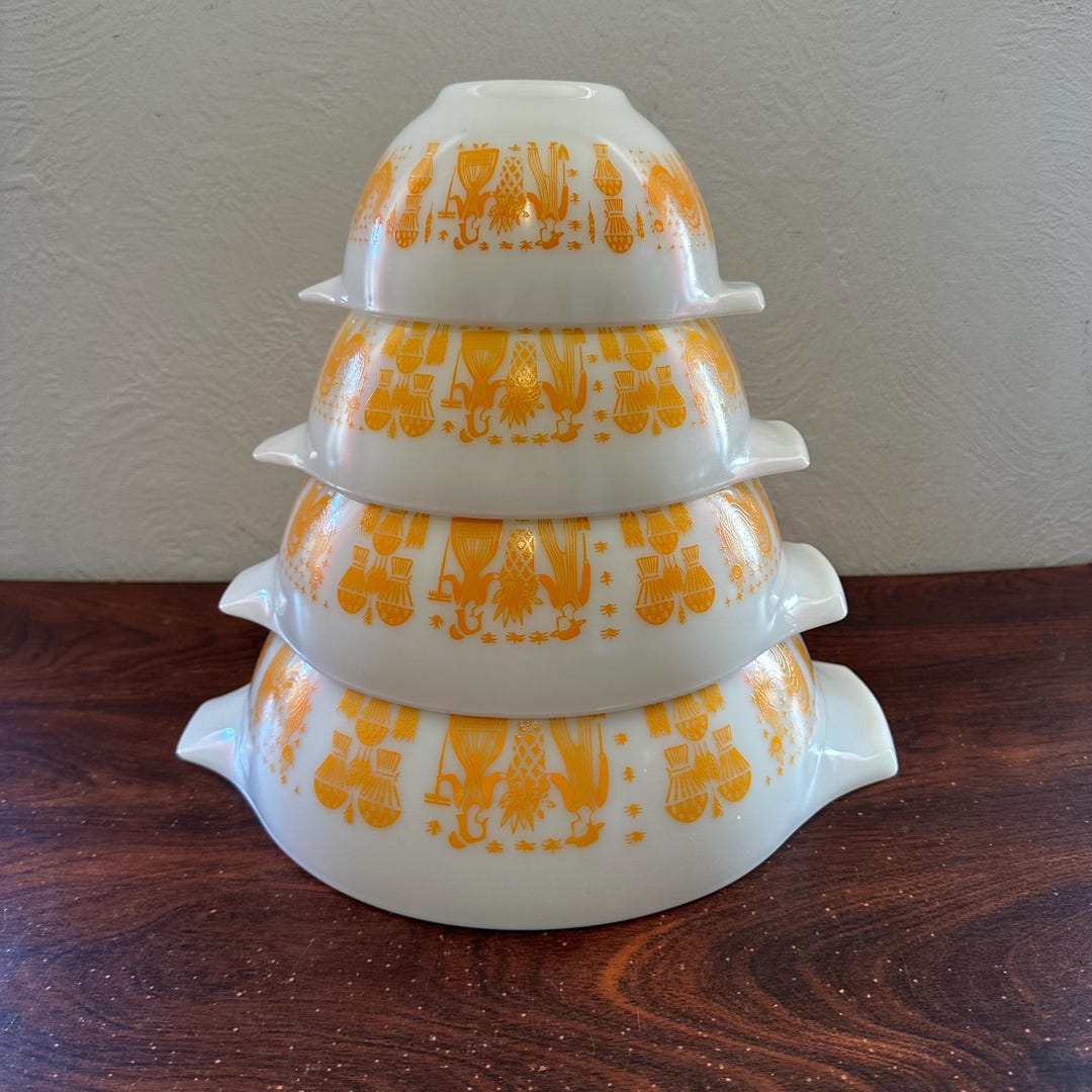 Vintage 1965 Pyrex Amish Butterprint Orange Butterprint/ Pumpkin ...
