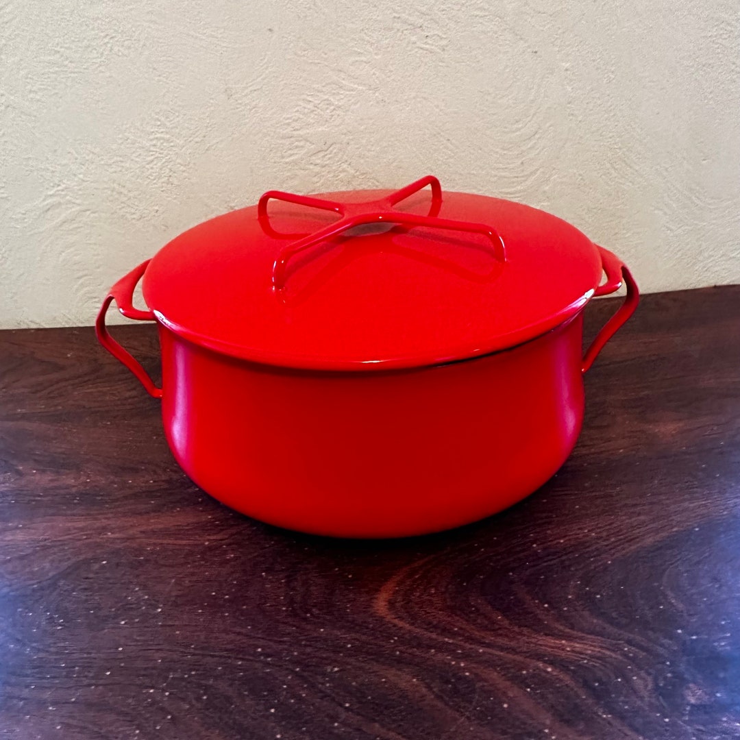 Vintage Dansk Kobenstyle France Large Chili Red Colro Enamel 4 Quart ...