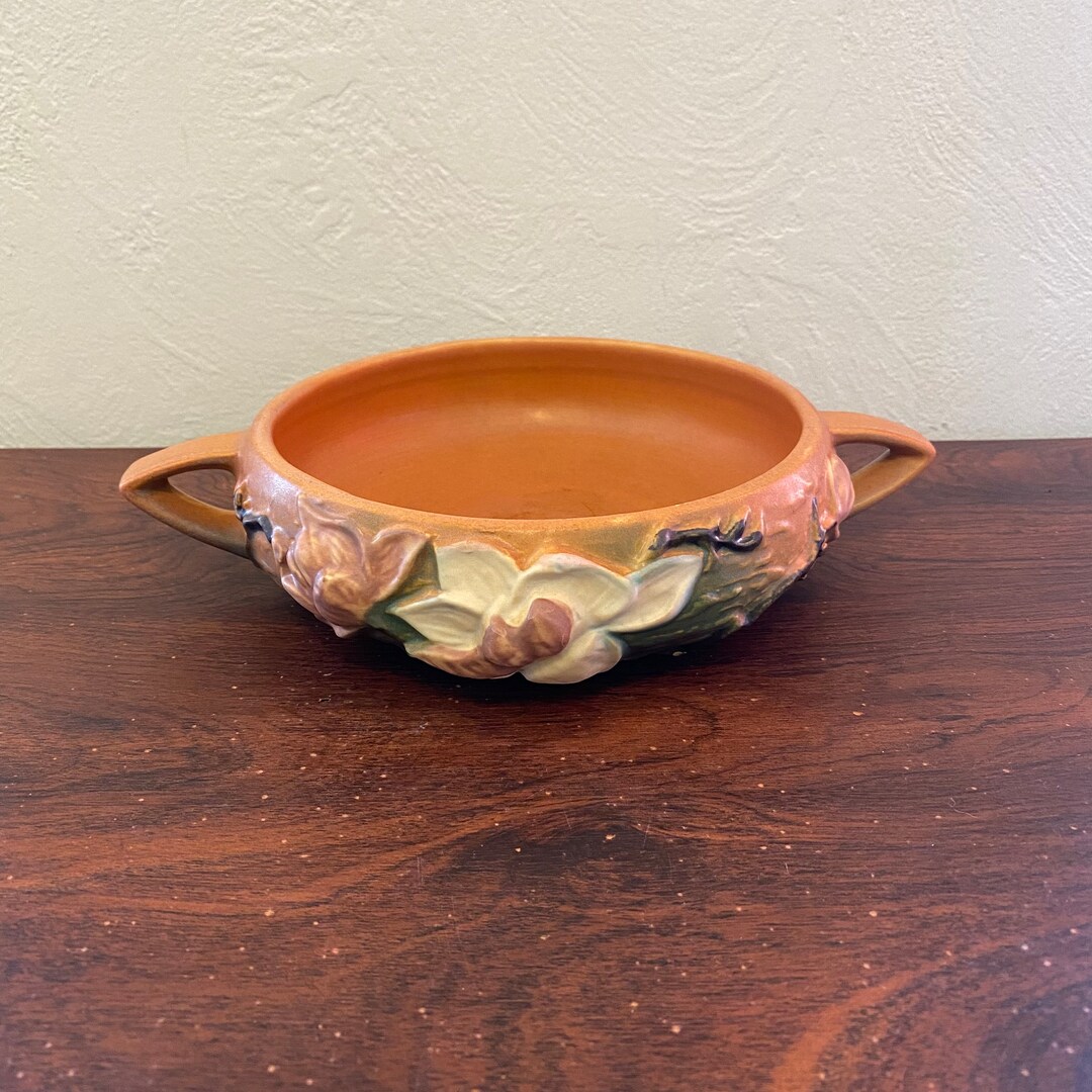 Vintage 1940’s Roseville Pottery Magnolia Blossom Terra Cotta Color 447 ...