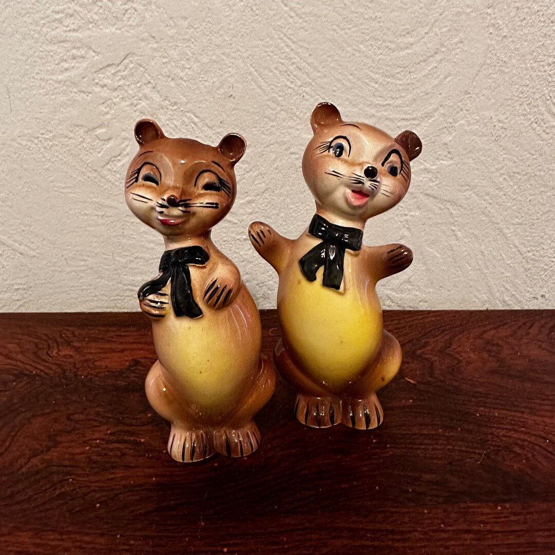 Vintage 1950’s Anthropomorphic Bears W/ Black Bowties 5” Collectible ...