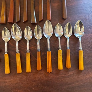 Vintage 1930’s Bakelite Butterscotch Handle Flatware Silverware Mixed ...