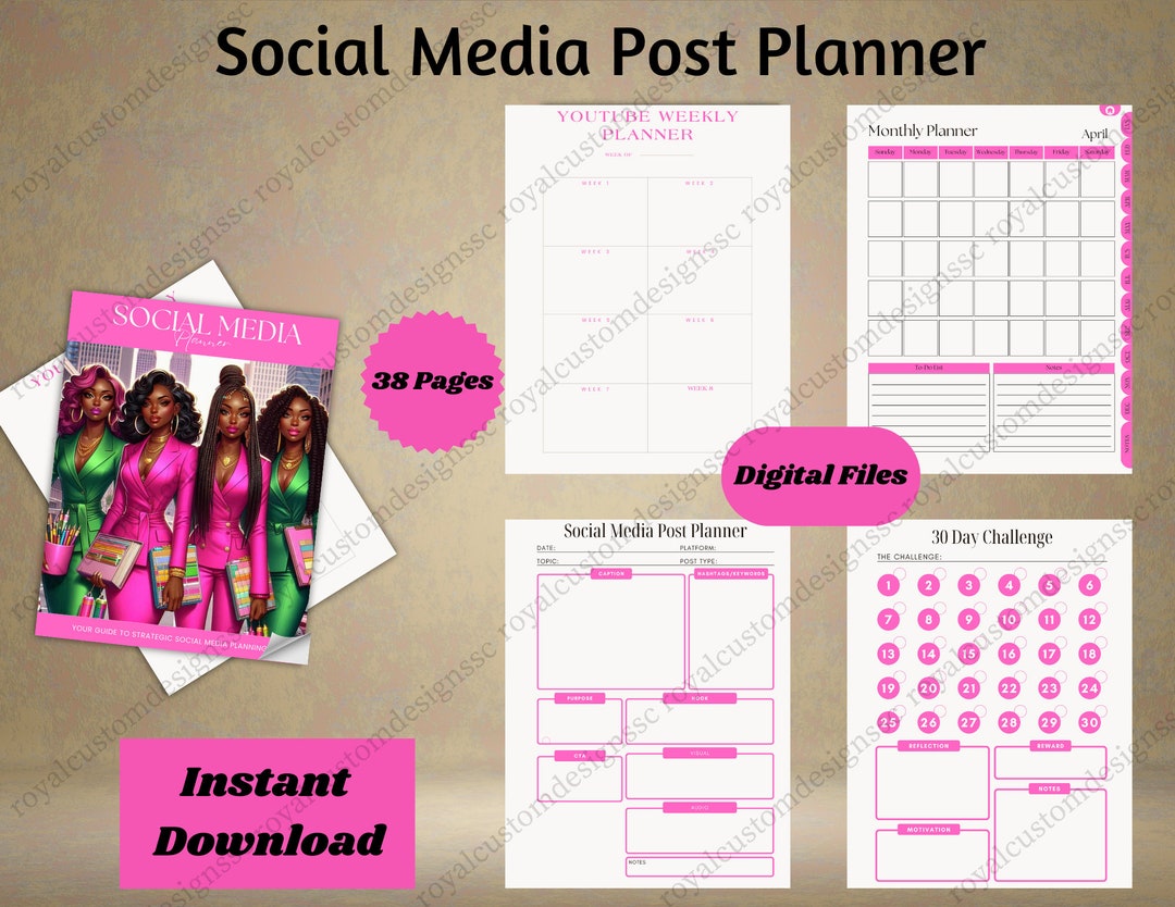 Social Media Post Planner, Planner, Social Media, Digital Product ...