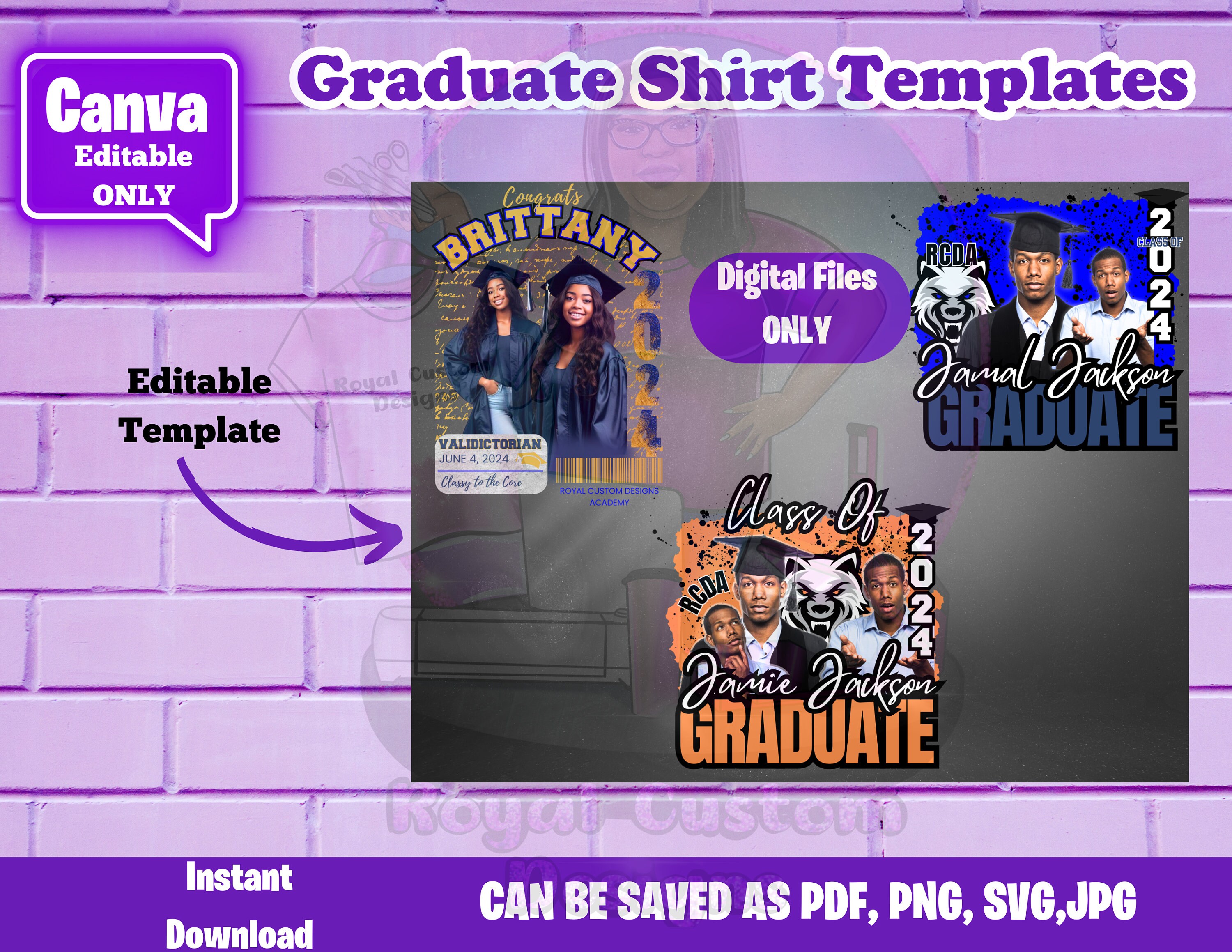Graduation Shirt Template Canva Editable 3 Templates - Etsy