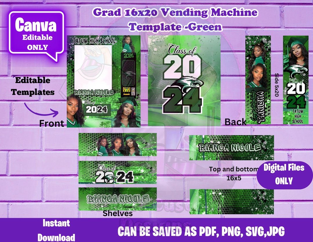 Grad Vending Machine Template, 16x20, Green, Graduate, Senior, Cavan ...