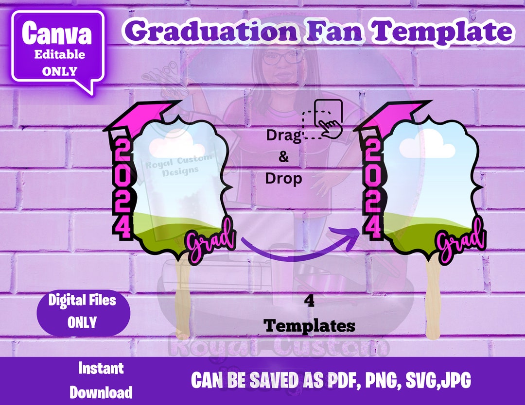 Grad Fans 2024 3 Editable Grad Fans Canva Editable - Etsy