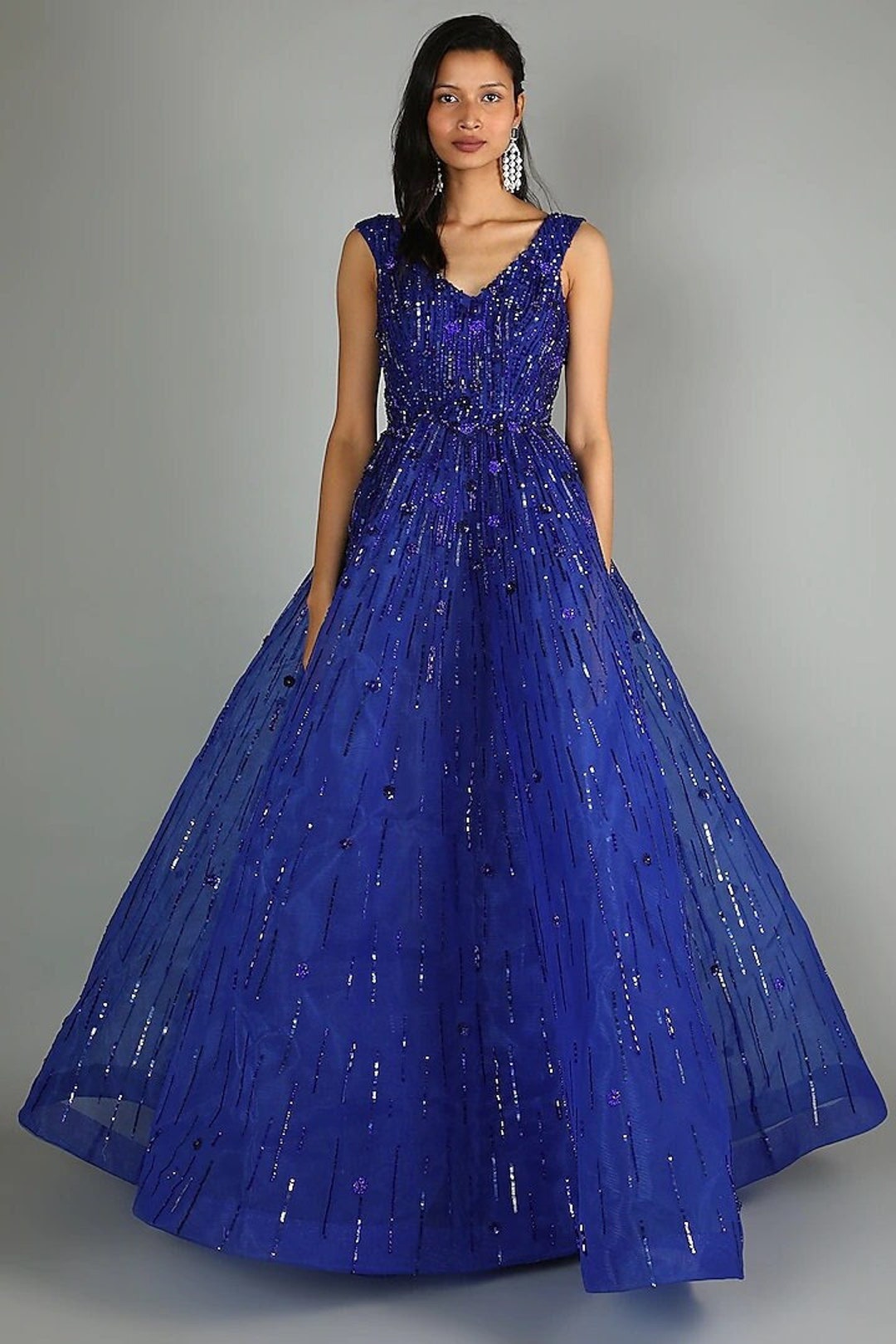 Cobalt Blue Gown With Embroidery --prom, Evening Dress, Wedding Party ...
