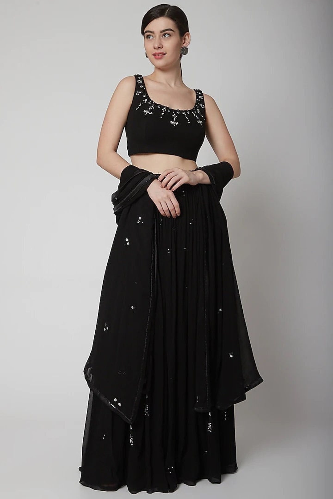 Black Hand Embroidered Lehenga Set--prom, Evening Dress, Wedding Party ...