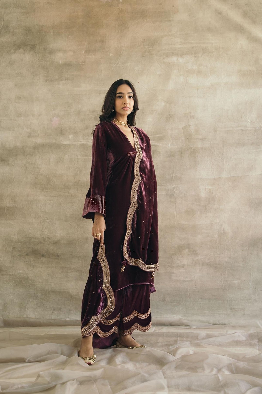 Christmas ,eid ,diwali Festive Winter Velvet Dresses Collection--purple ...